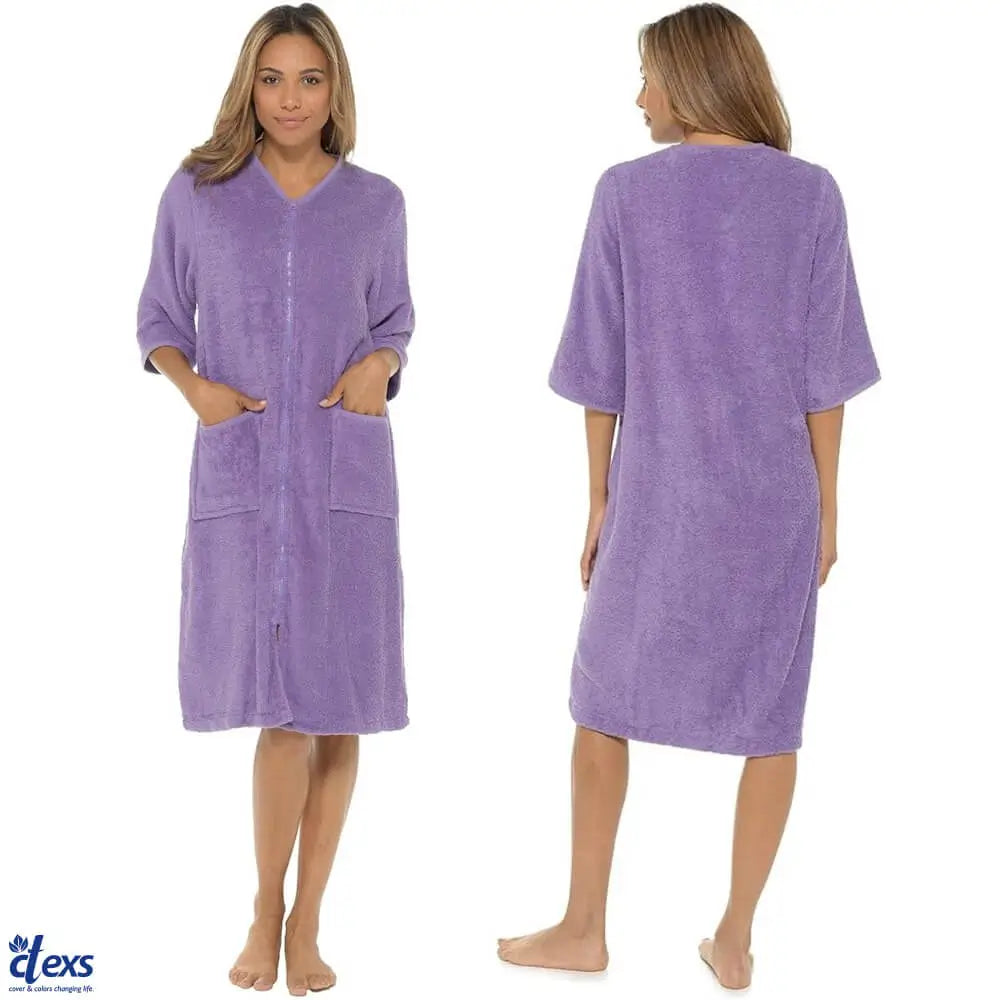 Front Zipper Bathrobe –Purple