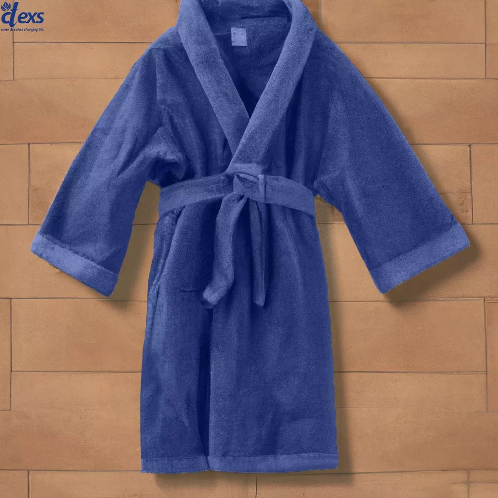 Fluffy Kids Bathrobe – Navy Blue